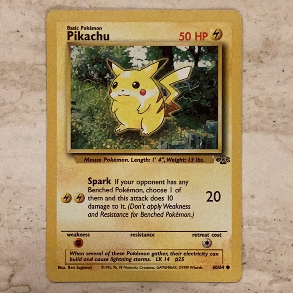 Pokemon Pikachu 1999 Pokemon Card 60/64 Jungle - Gem
